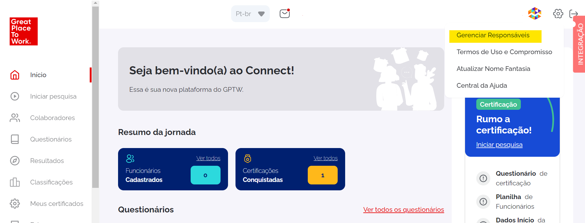 Como alterar os responsáveis pela Pesquisa GPTW na plataforma Connect? – GPTW Brasil